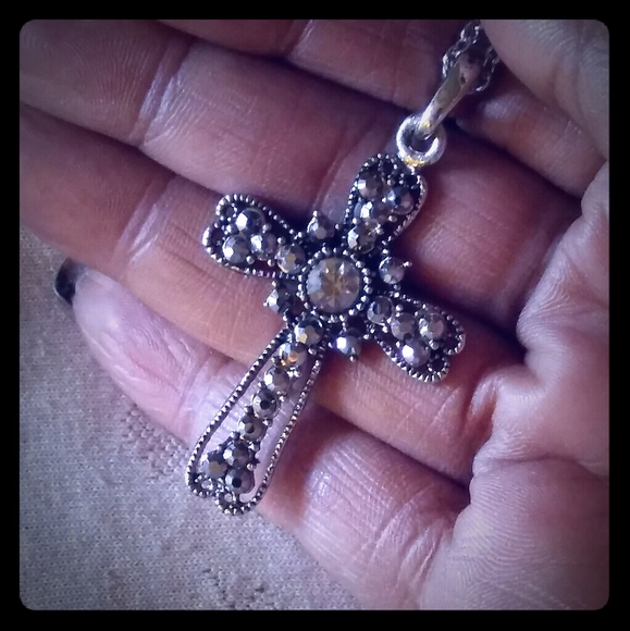 Vintage | Jewelry | Vintage Marcasite Cross Pendant Necklace | Poshmark